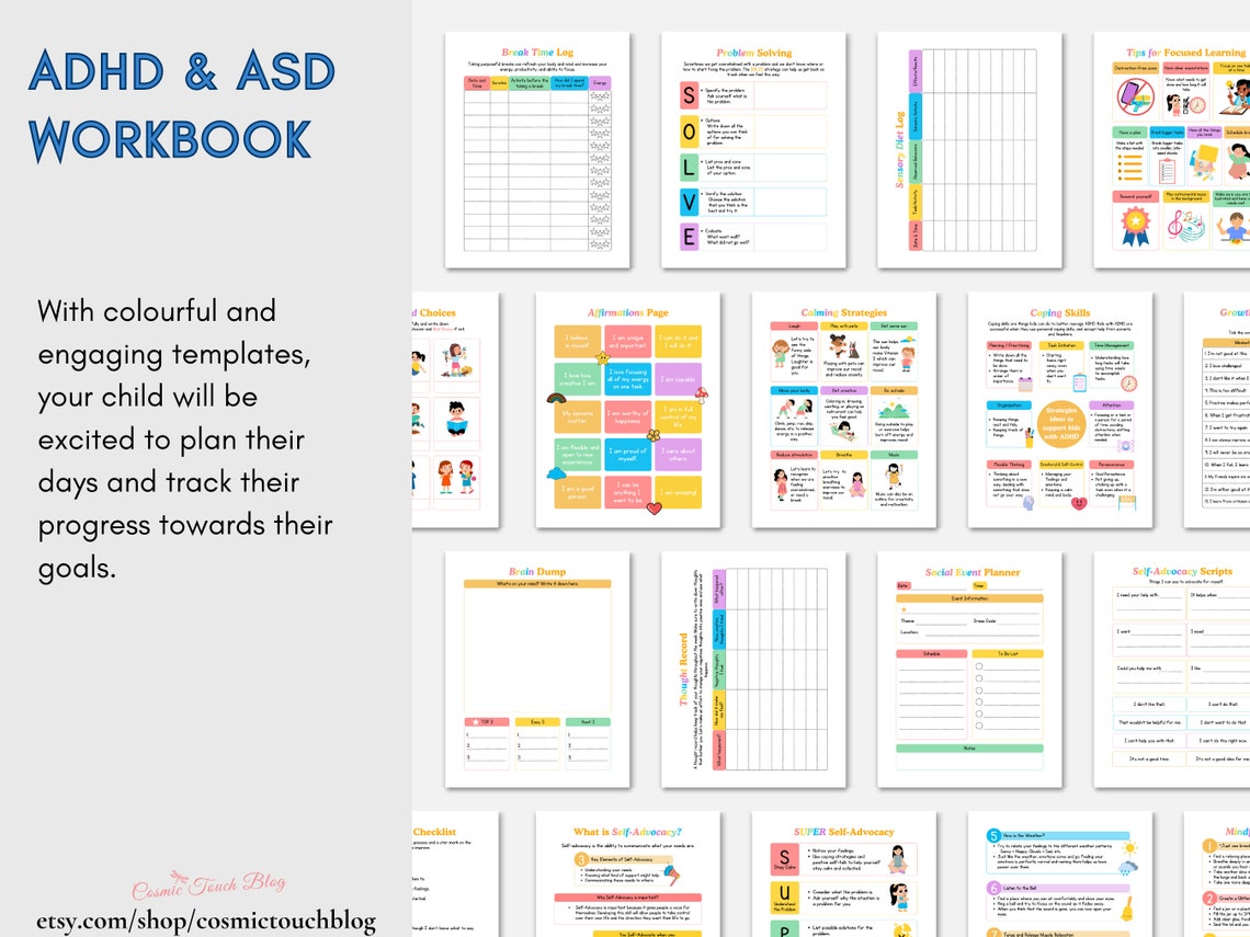 Kids ADHD Workbook, Adhd Activities, Kids ASD Worksheets Printable Kids ...