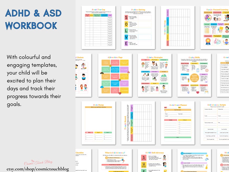 Kids ADHD Workbook, Adhd Activities, Kids ASD Worksheets Printable Kids ...