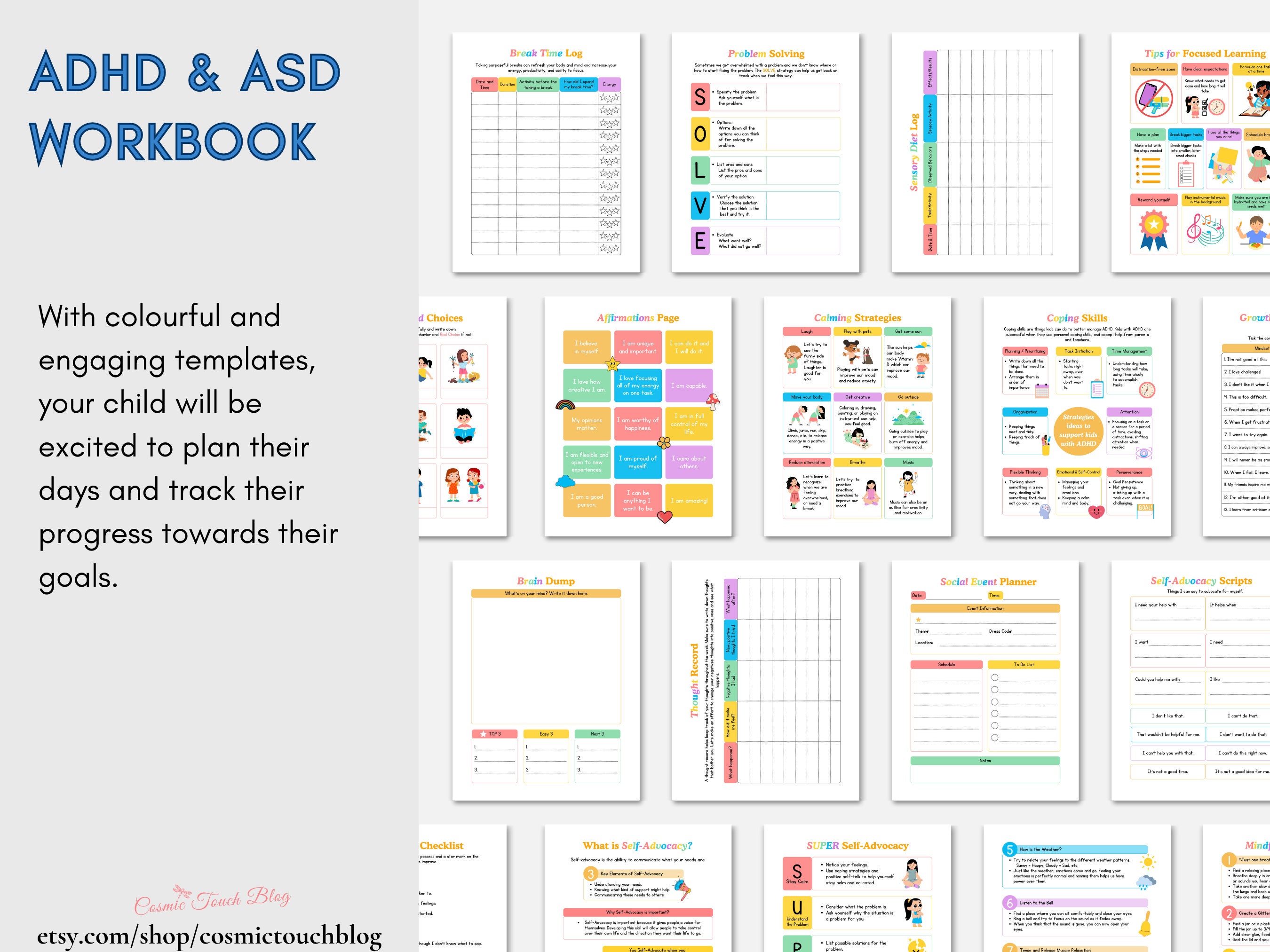 Kids ADHD Workbook, Adhd Activities, Kids ASD Worksheets Printable Kids ...