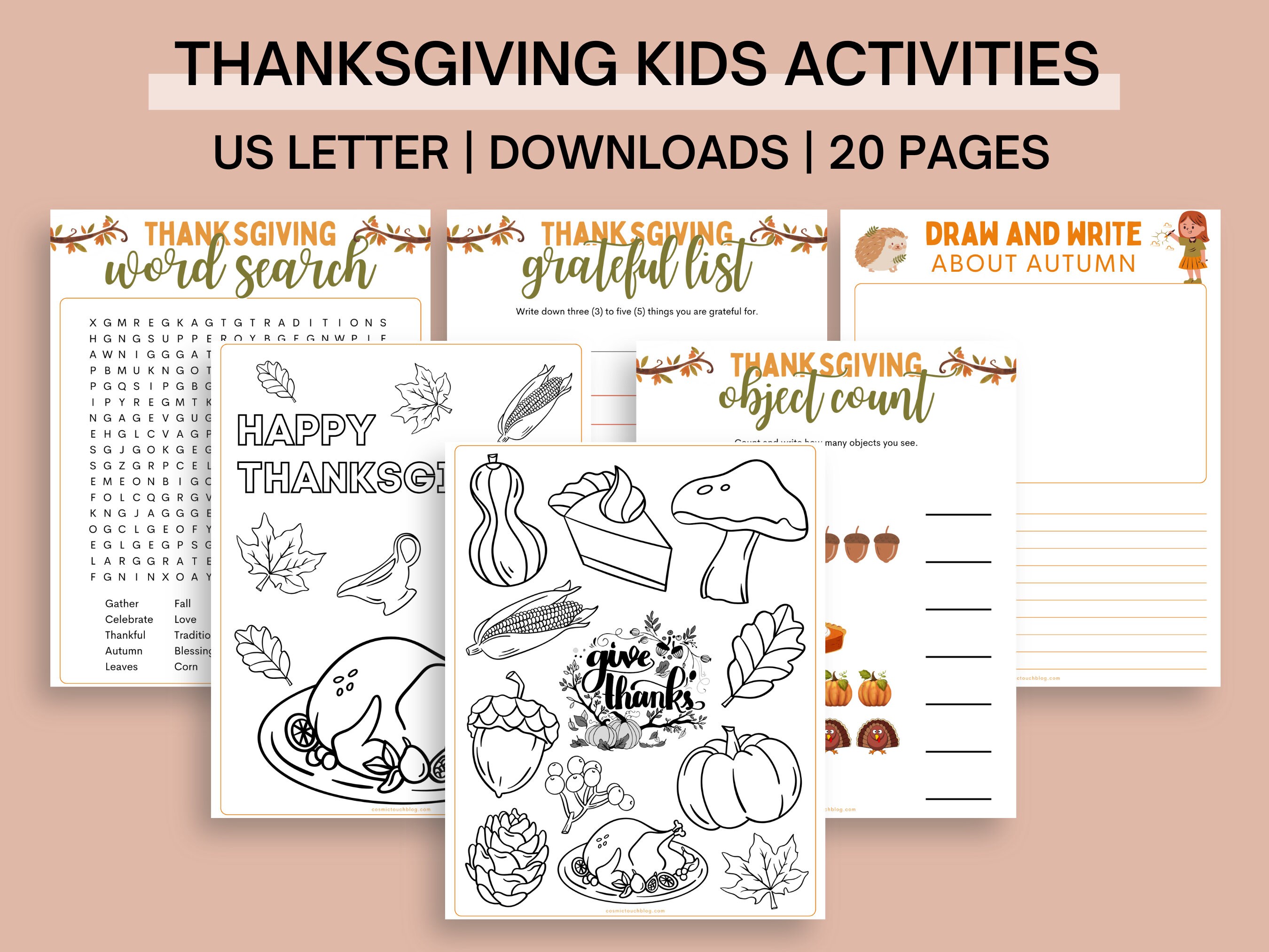 Thanksgiving Activity Printable, Thanksgiving Coloring, I Am Thankful ...