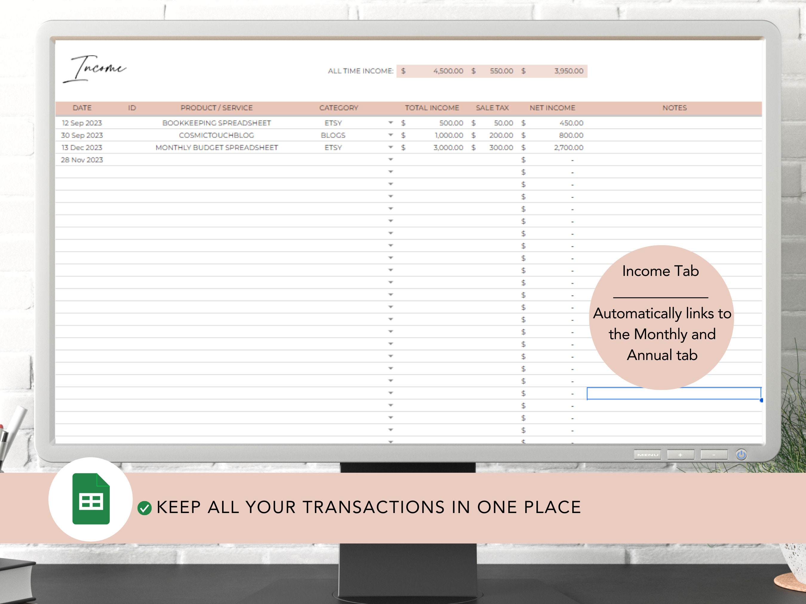 Small Business Bookkeeping Template Business Bookkeeping Google ...