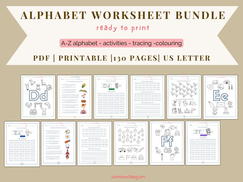 130 Pages of ABC Alphabet Printable Worksheets | Tracing Name ...
