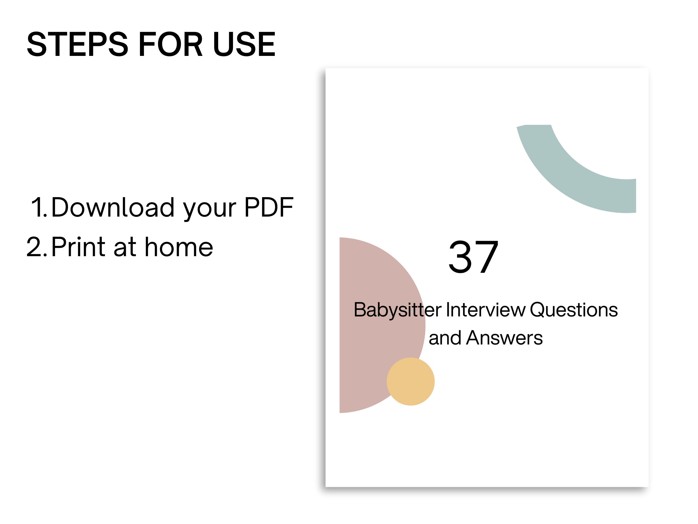 Babysitter Planner Printable, Babysitter Interview Questions, Interview ...