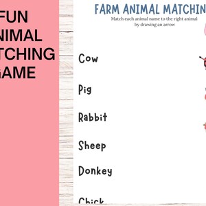 Simple Farm Animal Matching Game for Kids, Farm Animal Colouring ...