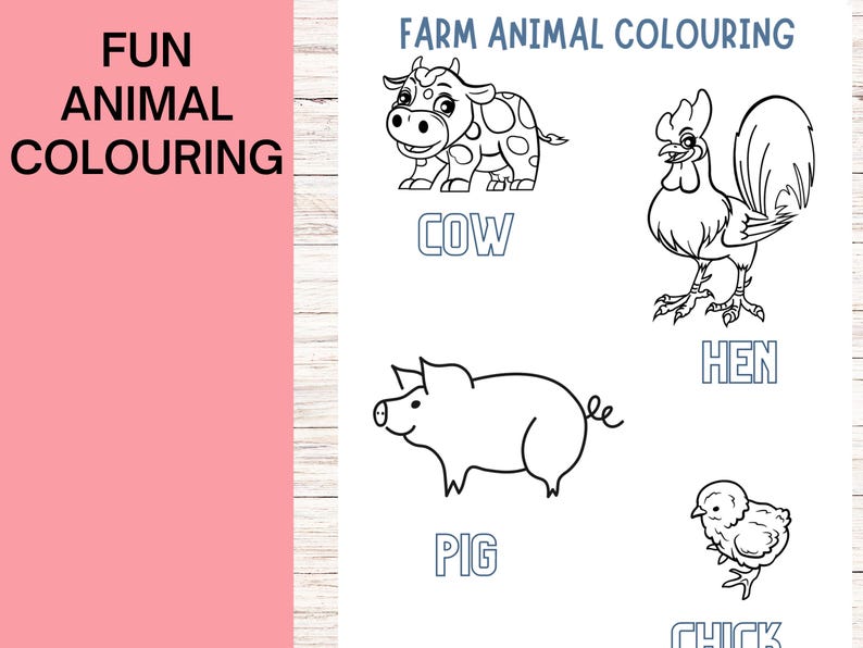 Simple Farm Animal Matching Game for Kids, Farm Animal Colouring ...