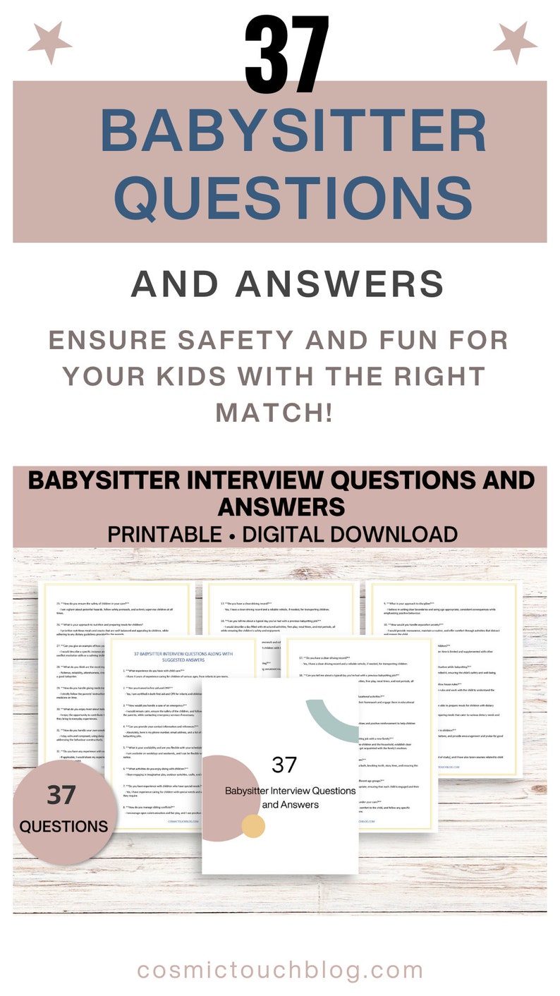 Babysitter Planner Printable, Babysitter Interview Questions, Interview ...