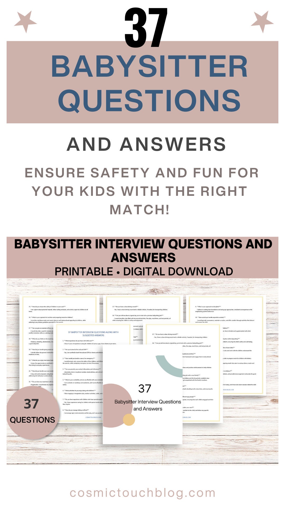 Babysitter Planner Printable, Babysitter Interview Questions, Interview ...