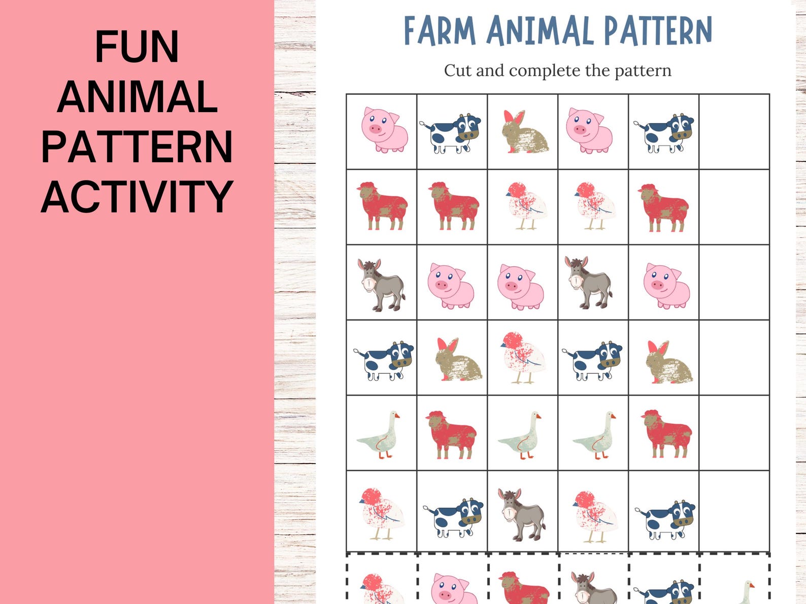 Simple Farm Animal Matching Game for Kids, Farm Animal Colouring ...