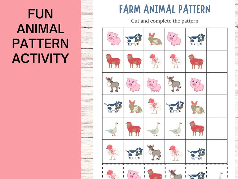 Simple Farm Animal Matching Game for Kids, Farm Animal Colouring ...