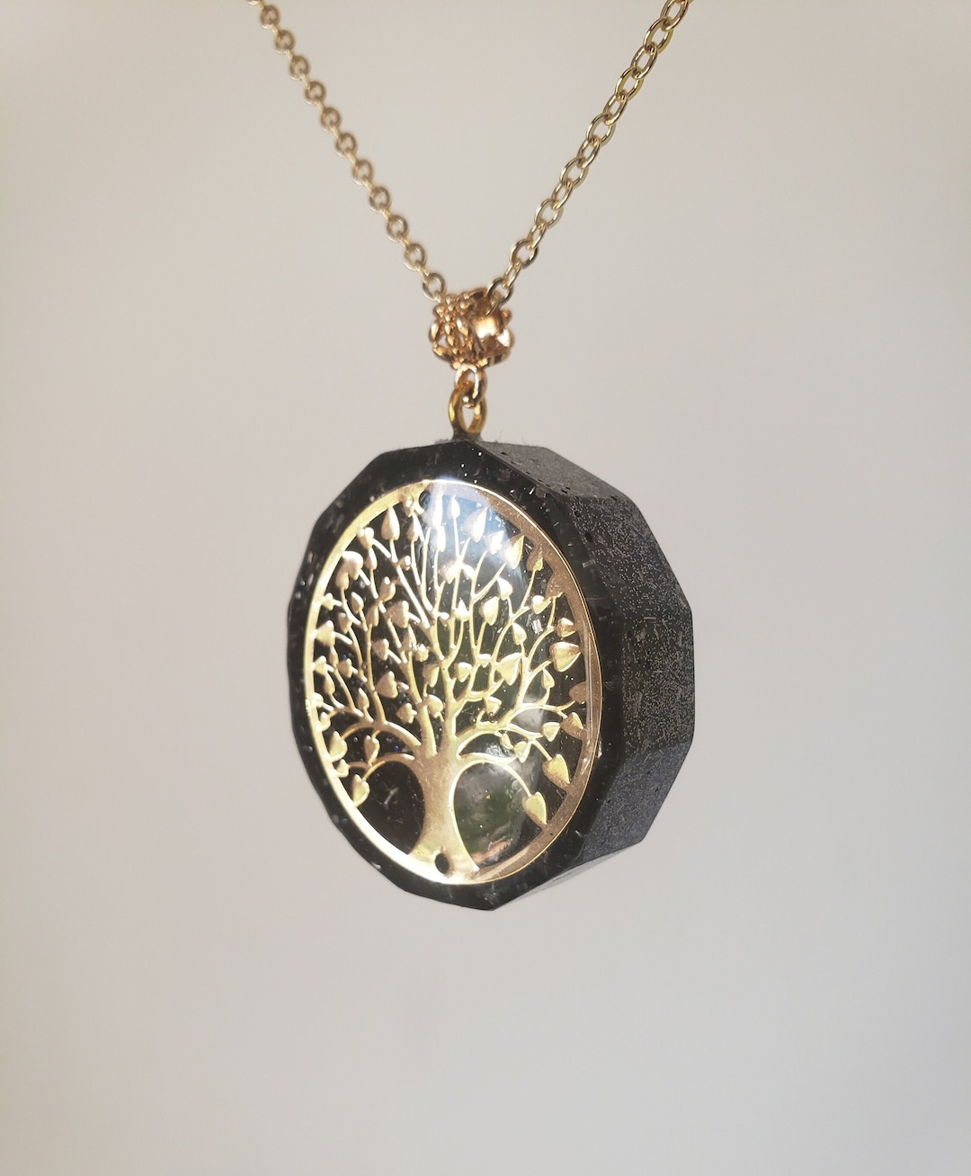 Tree of Life Orgonite Pendant With Holographic Shine and 12K Gold ...