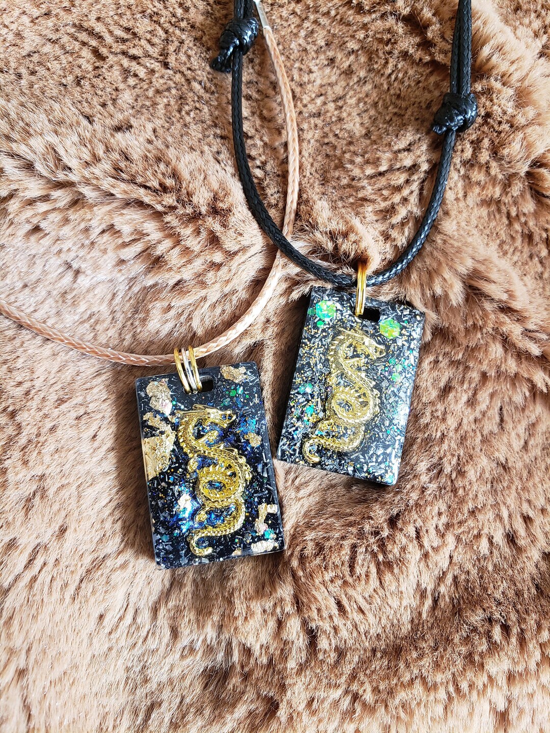 Orgonite Pendant With Golden Dragon Image - Etsy