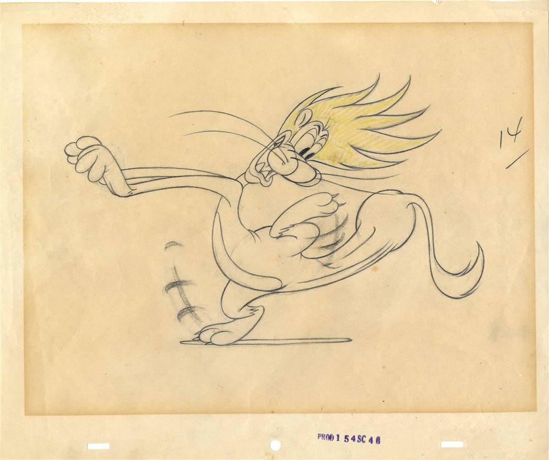 Original Production Drawing of the Lion From Slap Happy Lion 1947 - Etsy