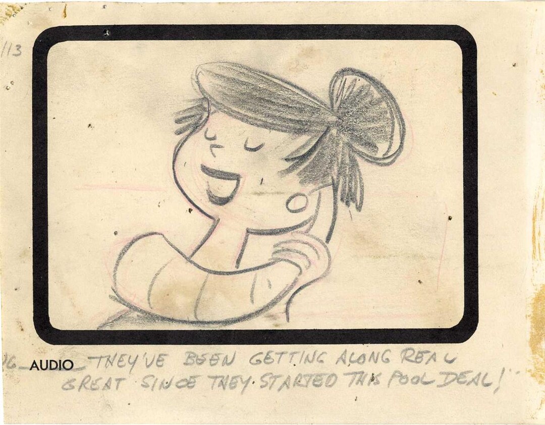 Original Production Storyboard Drawings of Wilma Flintstone and Betty ...