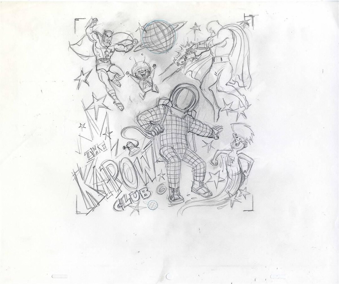 Original Publicity Drawing of the Kapow Club With Atom Ant and Friends ...