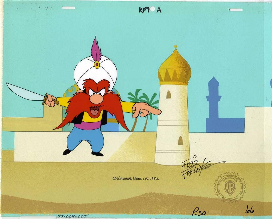 Original Production Cel of Yosemite Sam With a Production Background ...