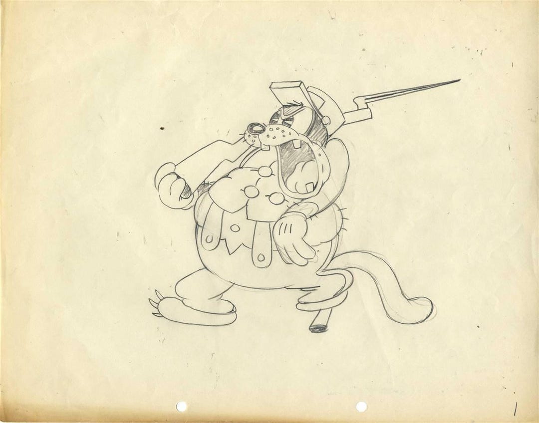 Original Production Drawing of Peg Leg Pete From the Chain Gang (1930 ...