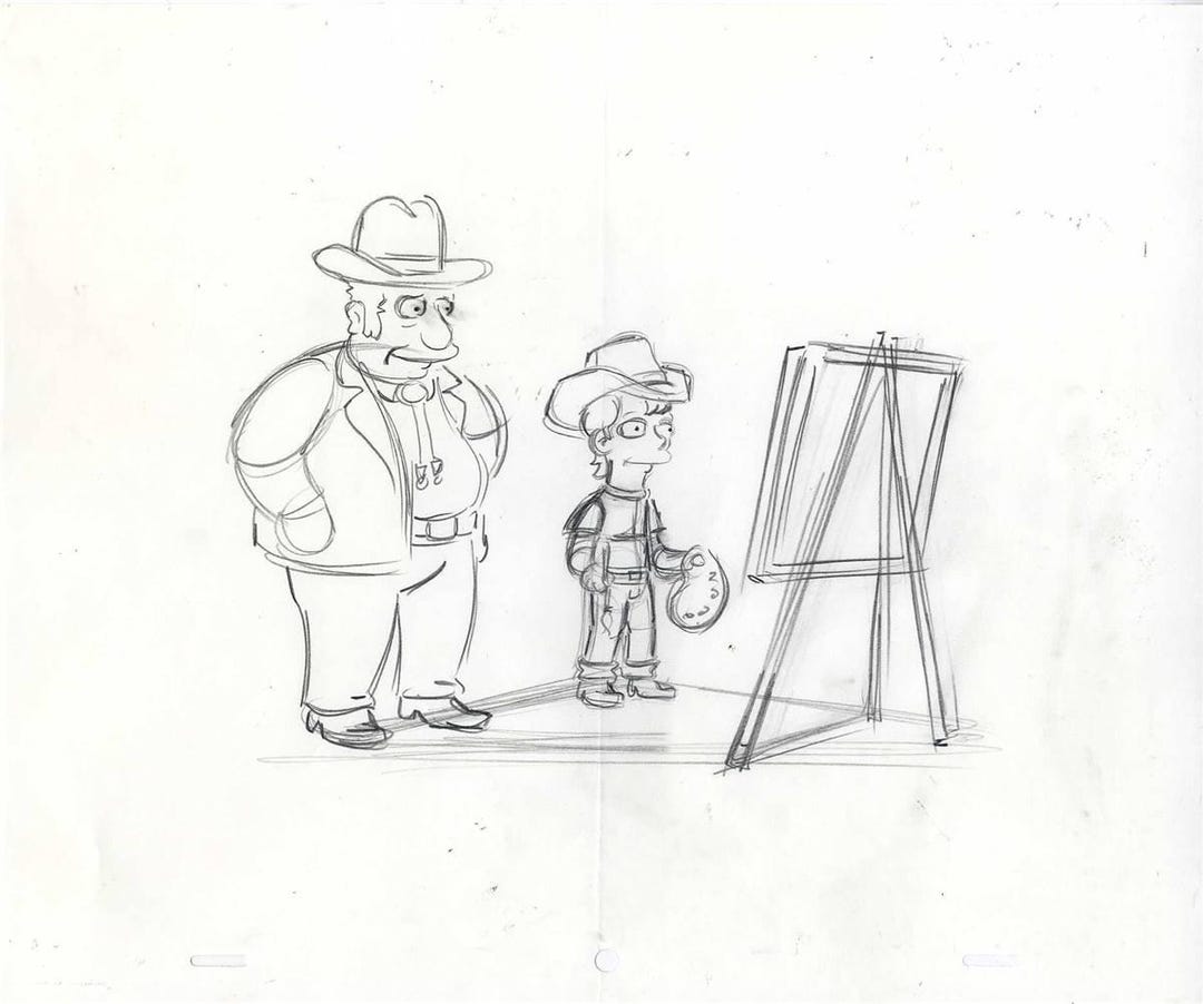 Original Production Drawing of Rich Texan and Luke From Dude, Where's ...