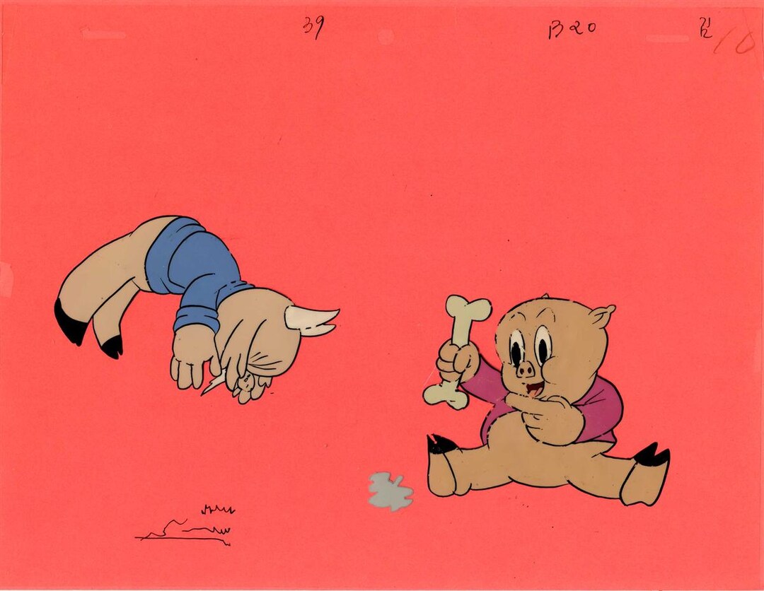 Original Production Cel of Porky the Pig and Goat From Get Rich Quick ...