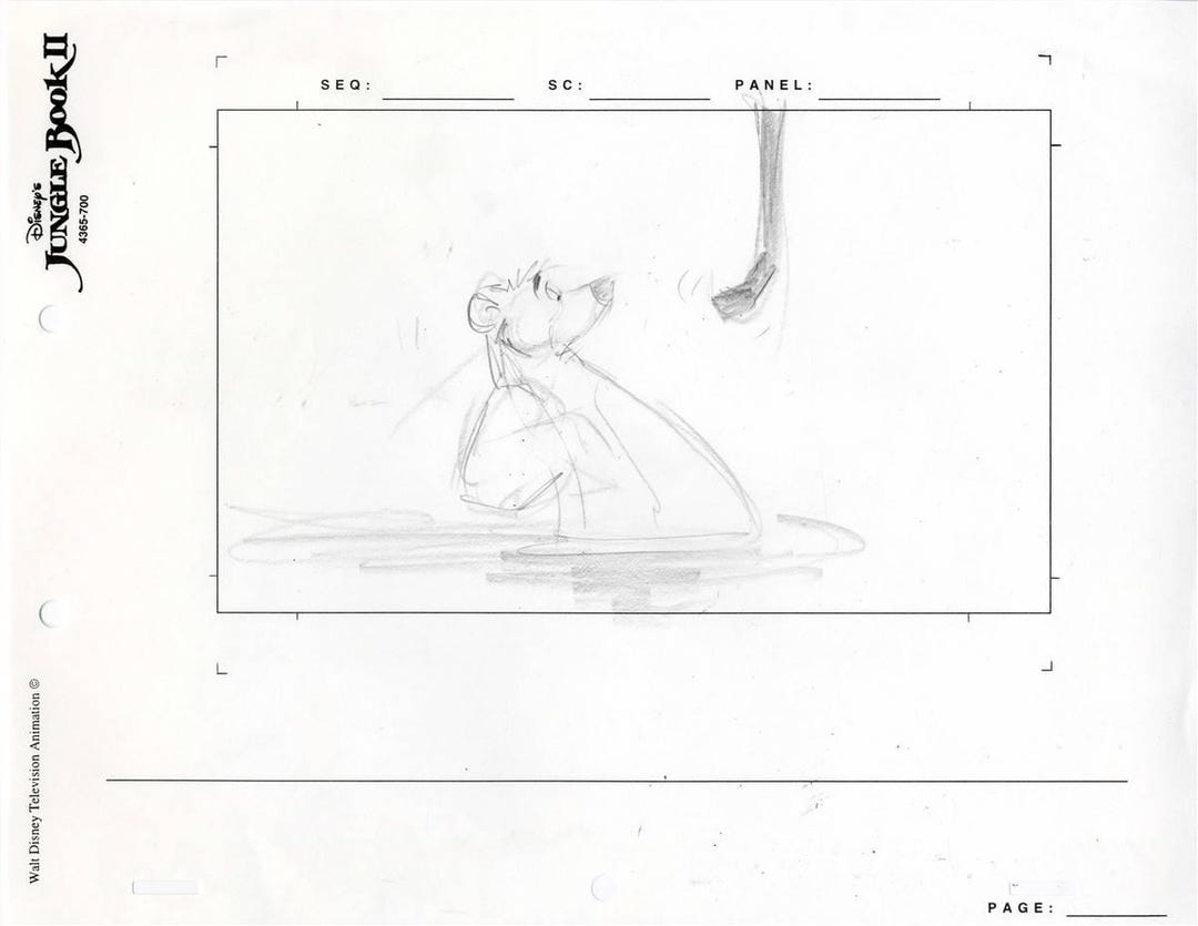 Original Storyboard of Baloo and Kaa From Jungle Book II (2003) - Etsy