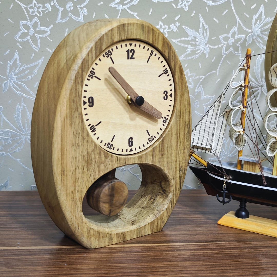 Handmade Walnut Table Clock: Minimalist Pendulum Desk Clock - Etsy