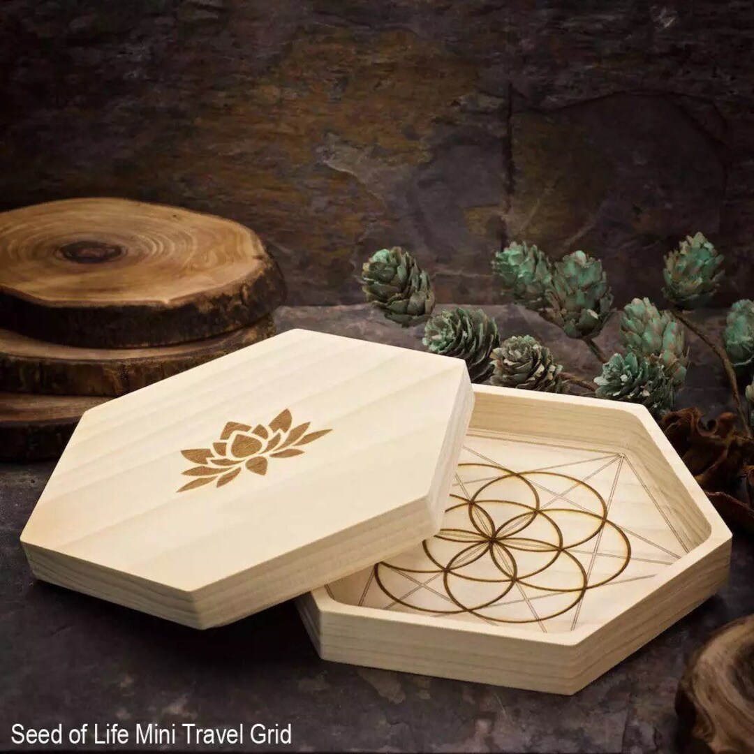 Wooden Sacred Geometry Set W/crystals - Etsy