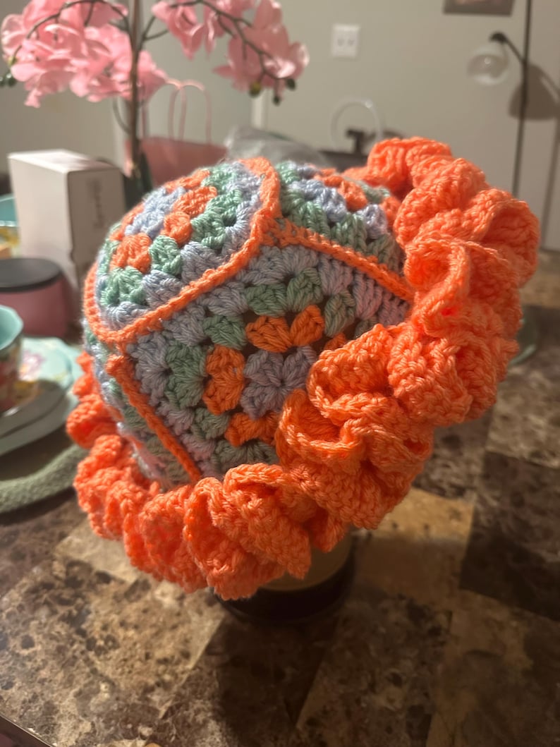 Custom Granny Square Ruffle Hat - Etsy