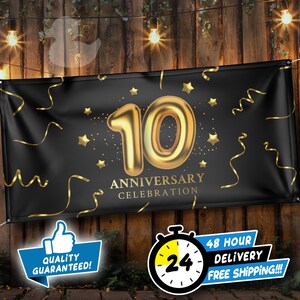 10th Anniversary Banner Personalized Waterproof Party Decoration ...