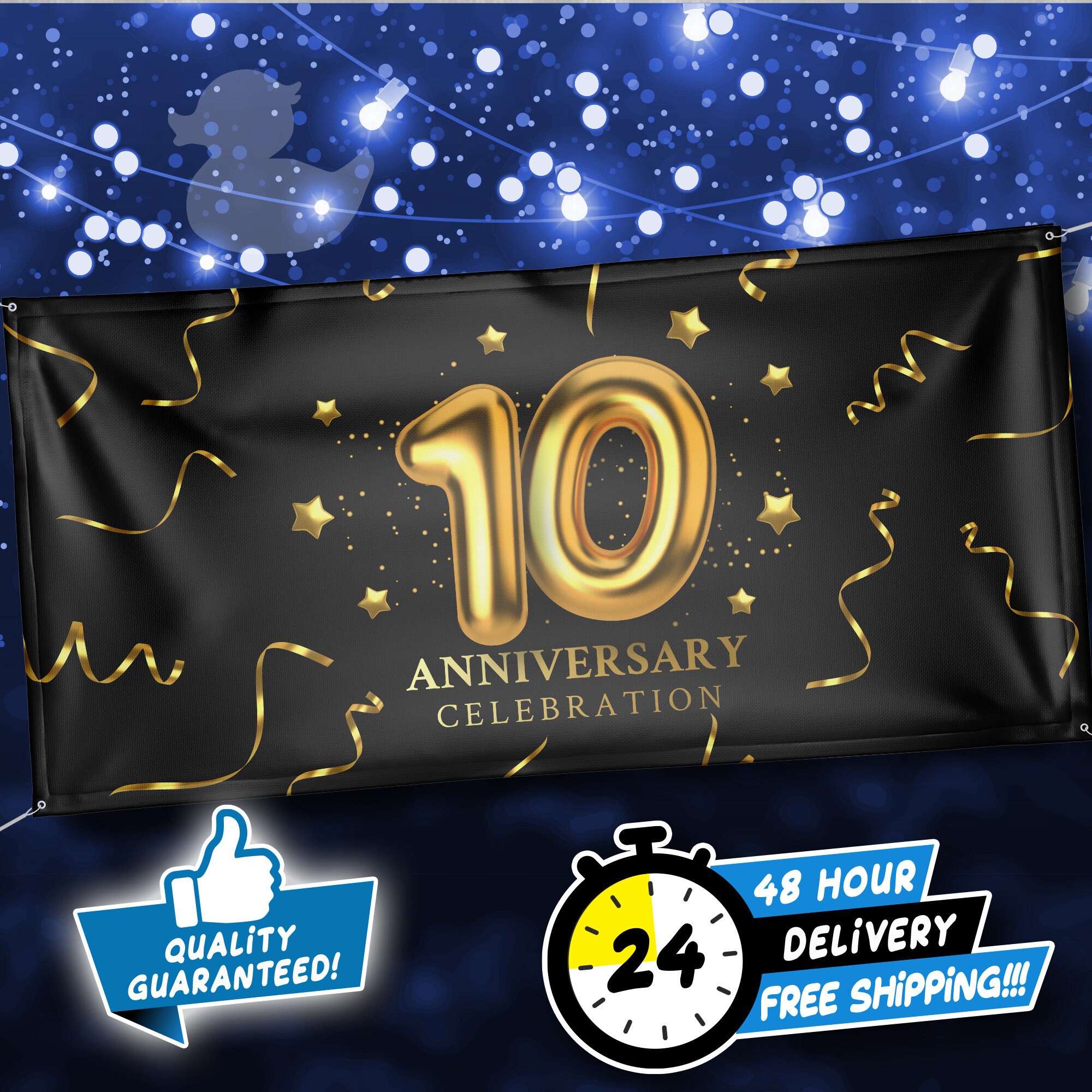 10th Anniversary Banner Personalized Waterproof Party Decoration ...
