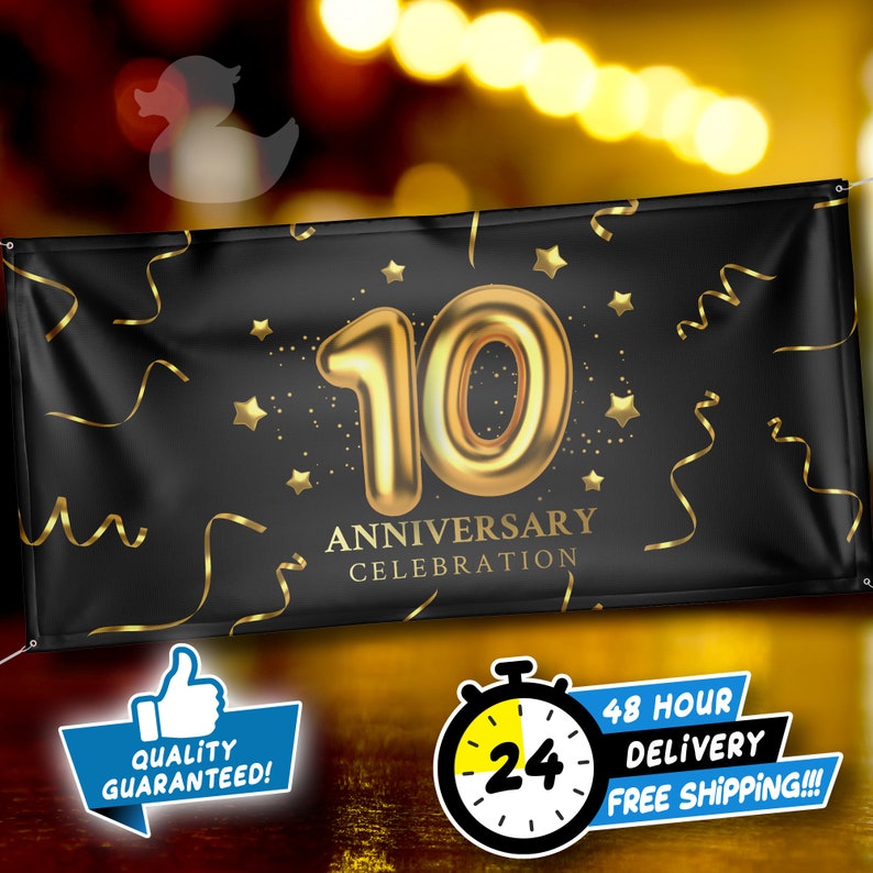 10th Anniversary Banner Personalized Waterproof Party Decoration ...