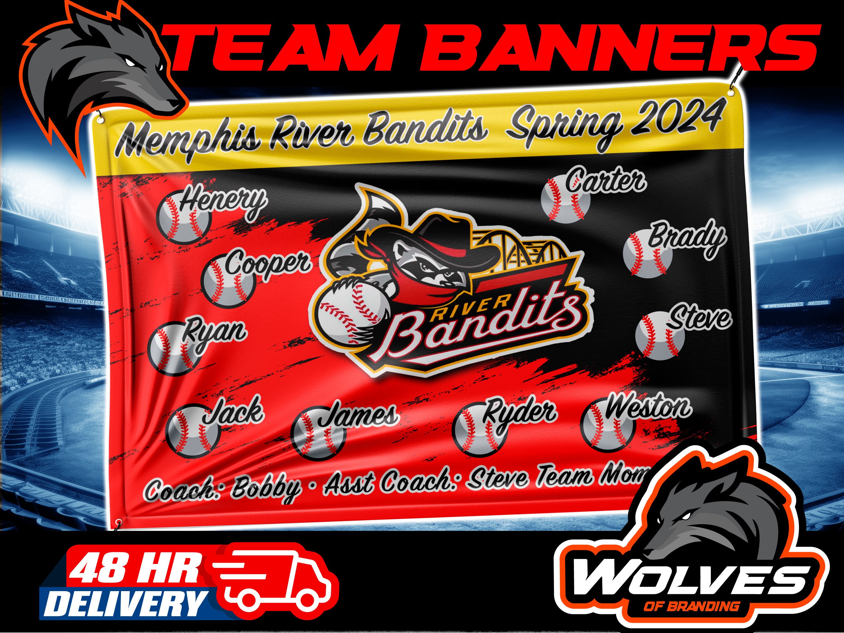 Baseball Team Banner Little League Team Banner Softball Banner T-ball ...