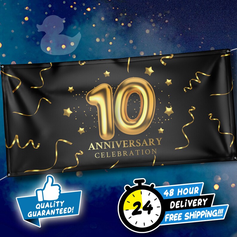 10th Anniversary Banner Personalized Waterproof Party Decoration ...