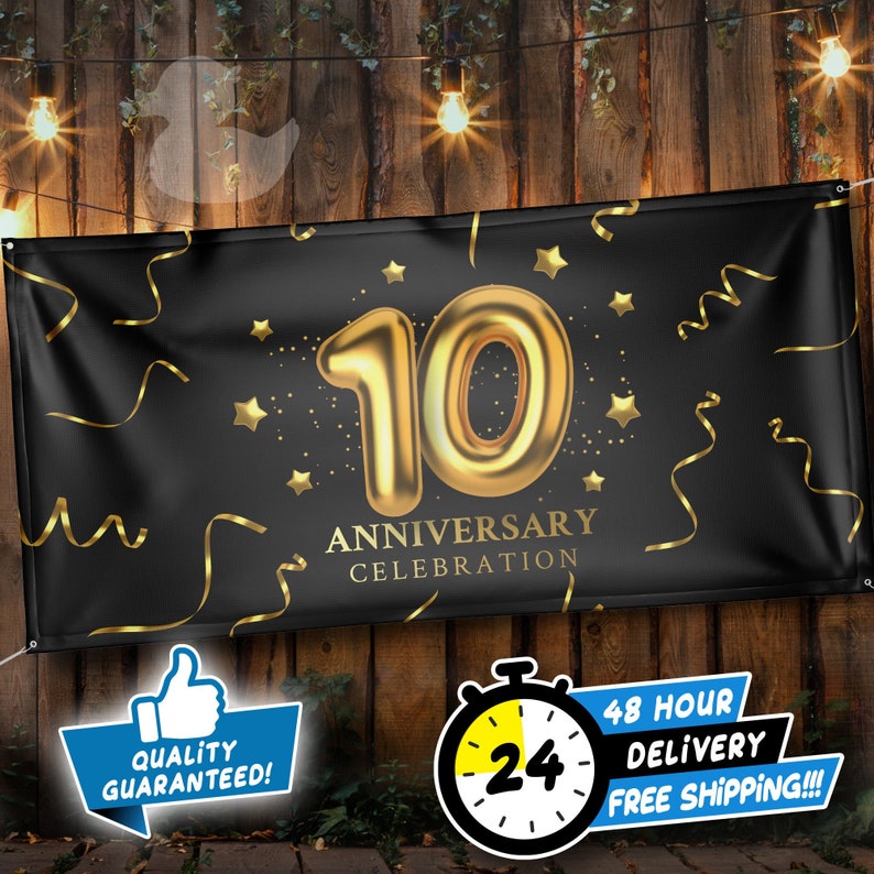 10th Anniversary Banner Personalized Waterproof Party Decoration ...