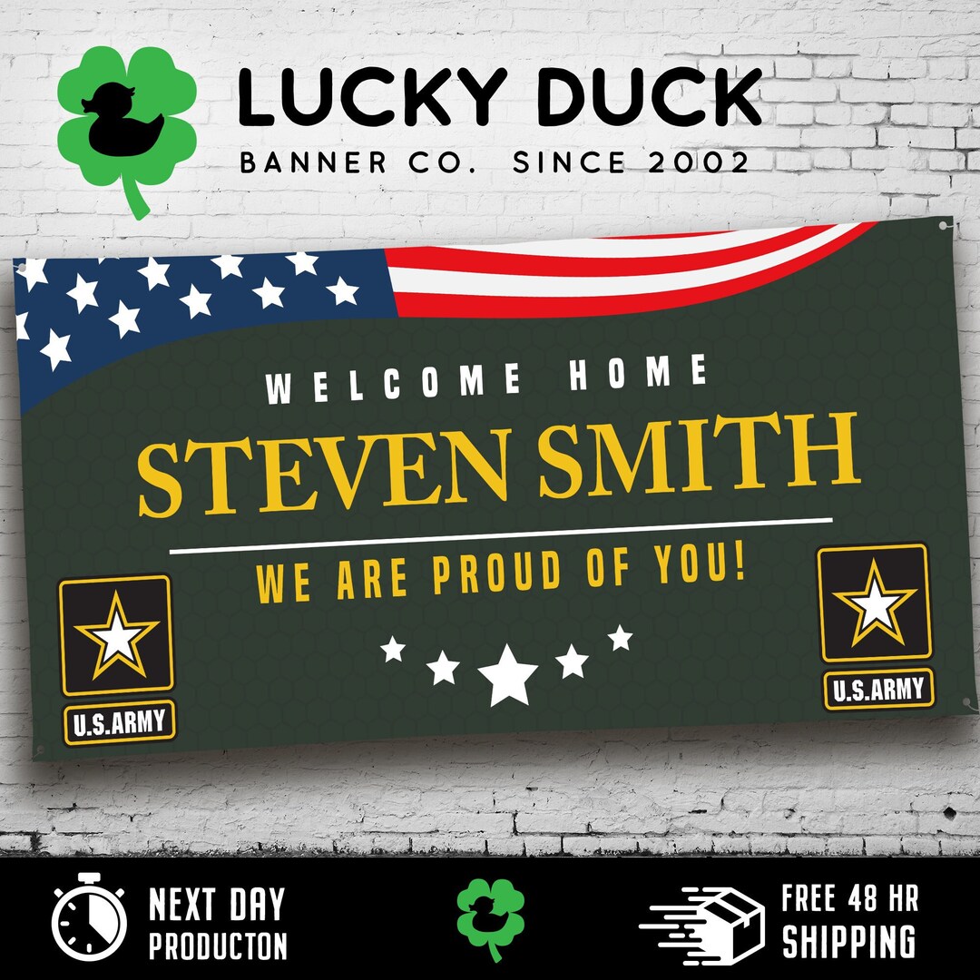 ARMY Welcome Home Banner Fast Delivery Send Photo We Do the Work ARMY ...