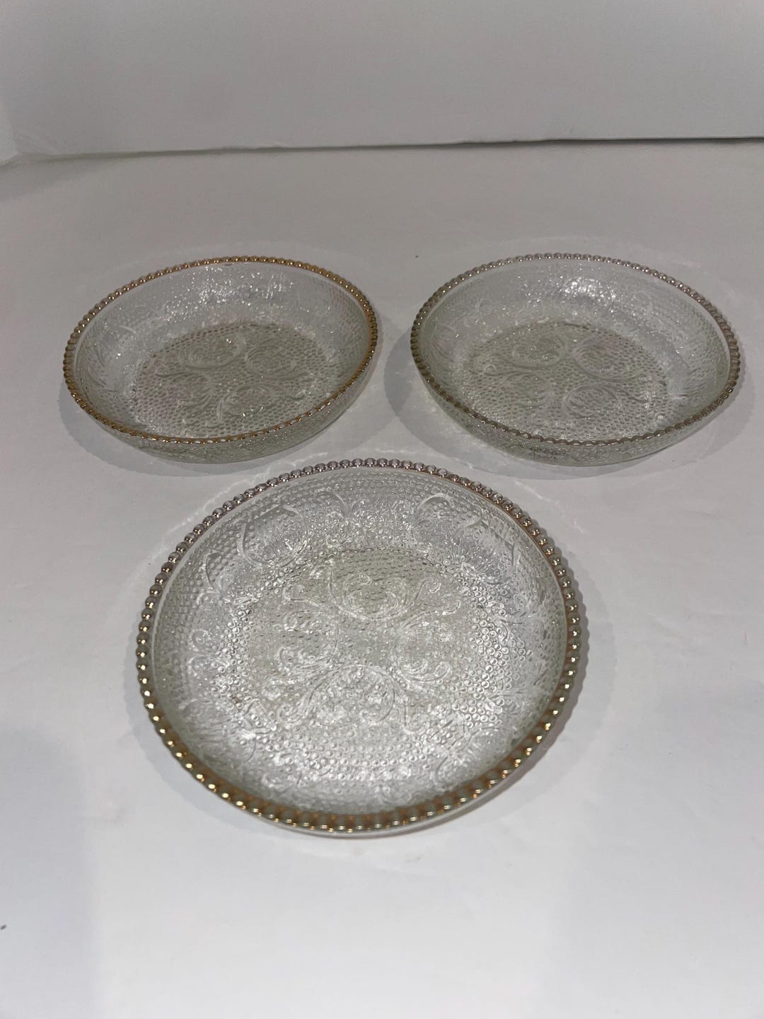 3 Piece Jeanette Glass Harp & Lyre Pattern Coasters With Gold Trim - Etsy
