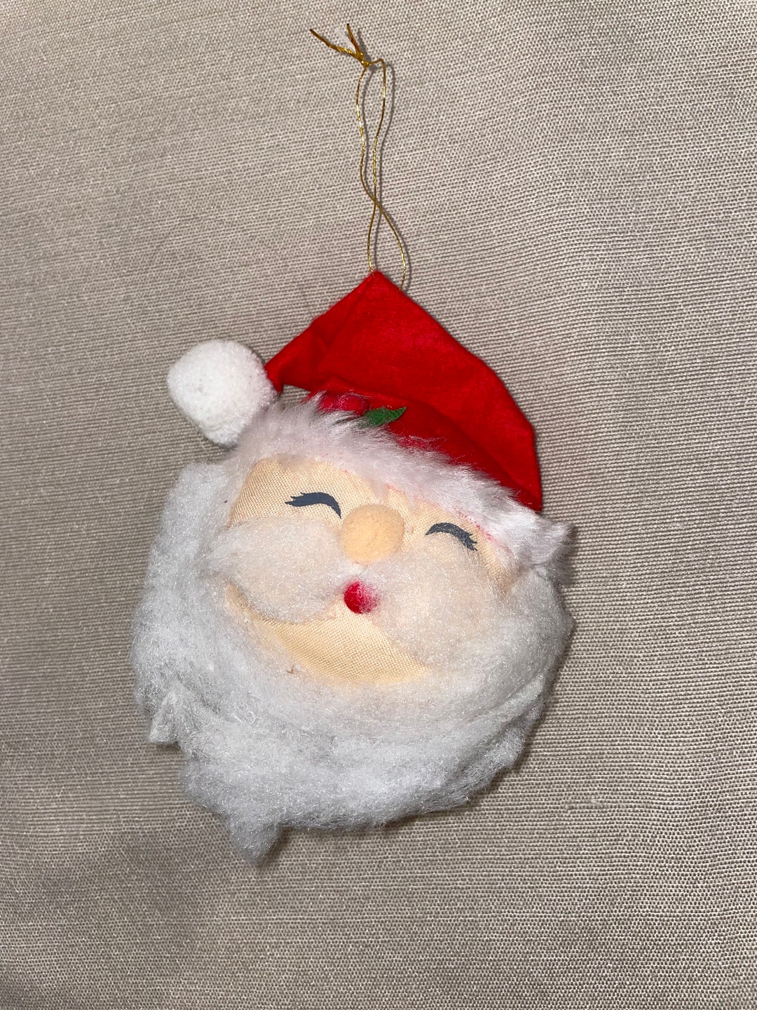 Vintage RUSS BERRIE & Co Plush Christmas Santa Face Ornament Original ...