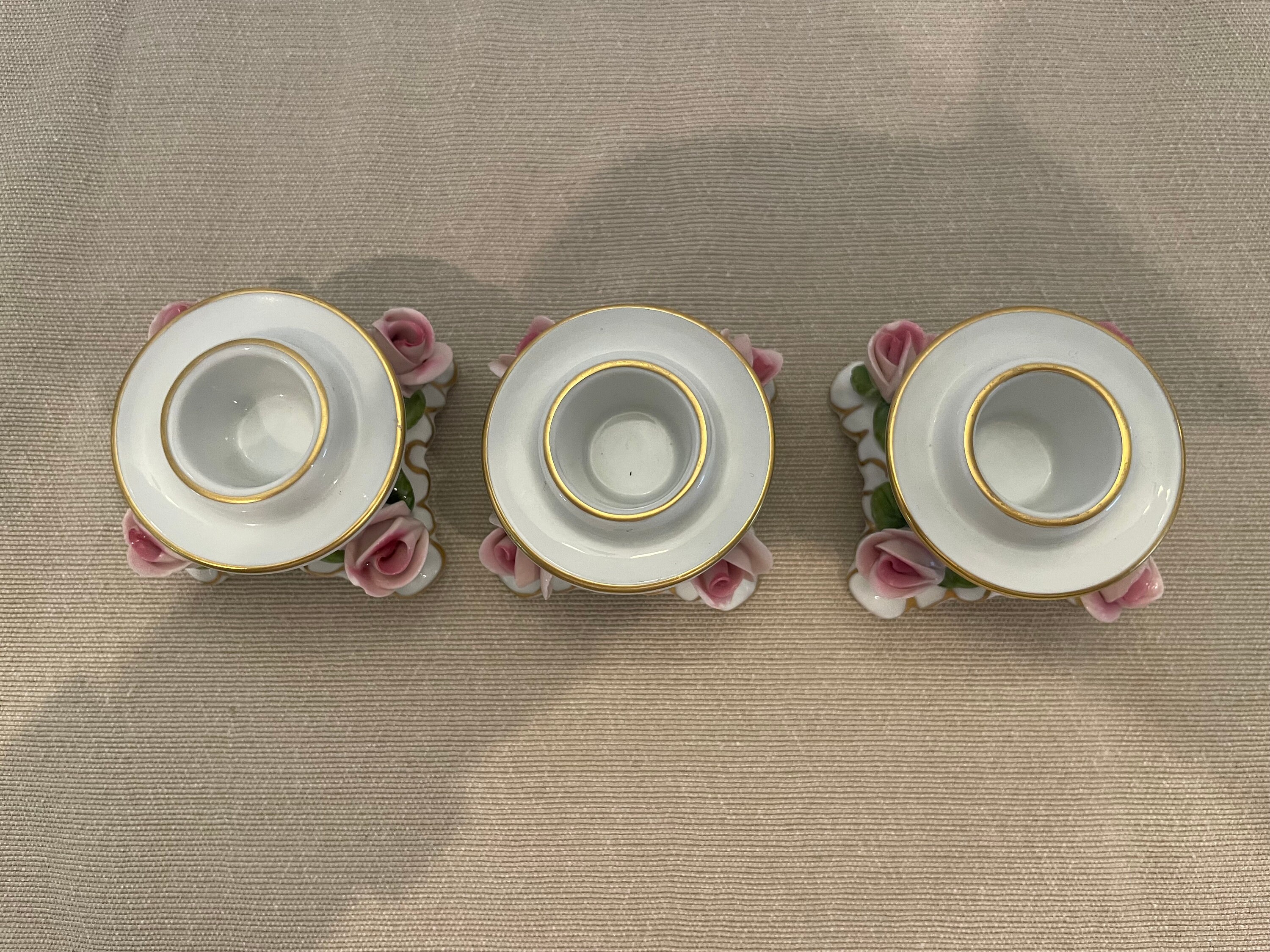 Vintage Kaiser W Germany Porcelain Tea Roses Floral Taper Candle Holder ...