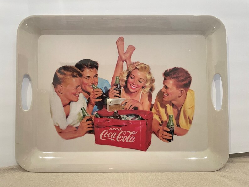 Vintage Coca Cola Serving Tray Beach Scenes 2002 Coke Melamine 50s ...