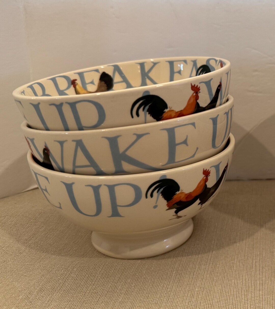 Emma Bridgewater Chicken Rooster Breakfast Time Rise and Shine Bowls ...
