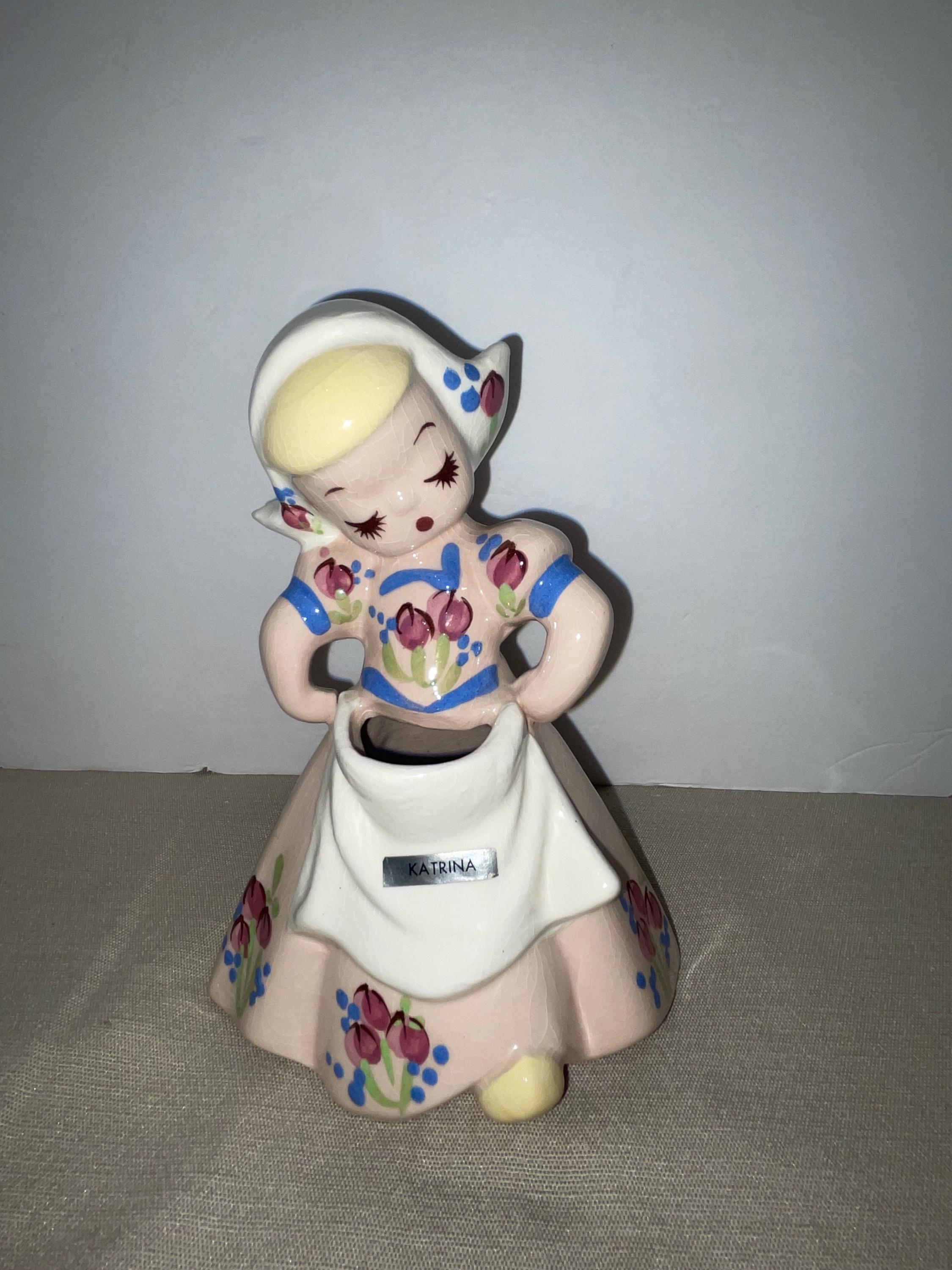Vintage Delee Art California Pottery Dutch Girl Planter Figurine 7 ...