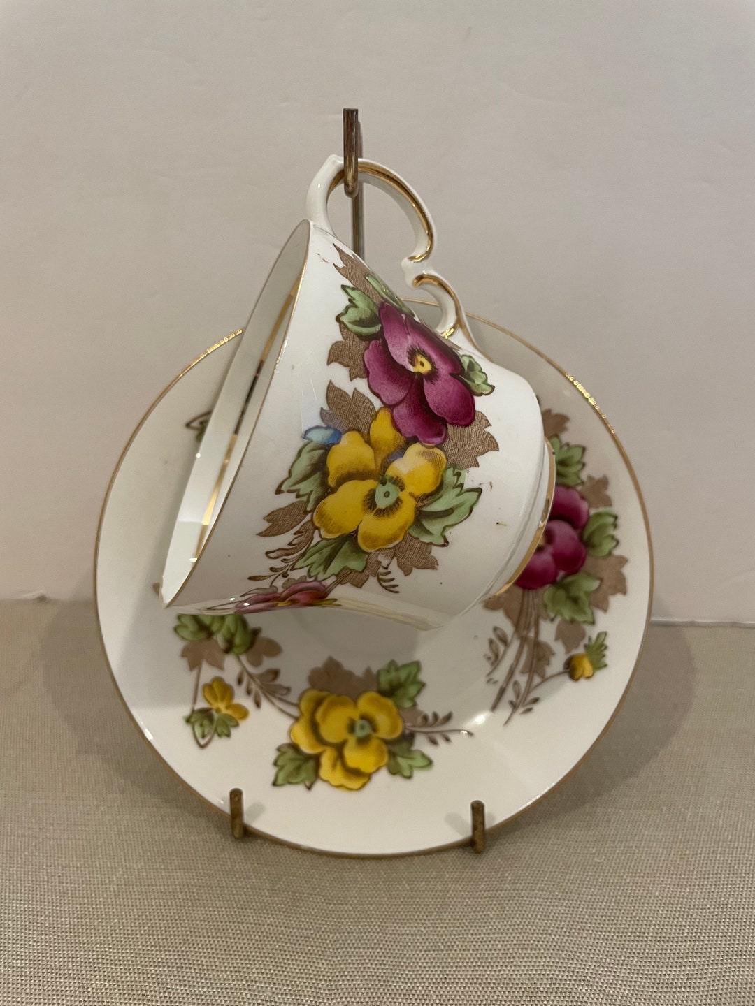 Vintage Salisbury England Pansy Flowers Tea Cup & Saucer - Etsy