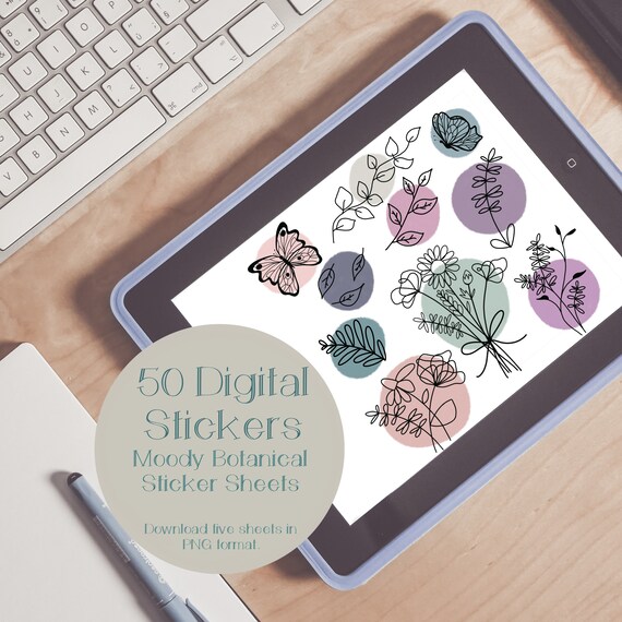 Floral Digital Sticker Pack Digital Planner Stickers Aesthetic Planner ...