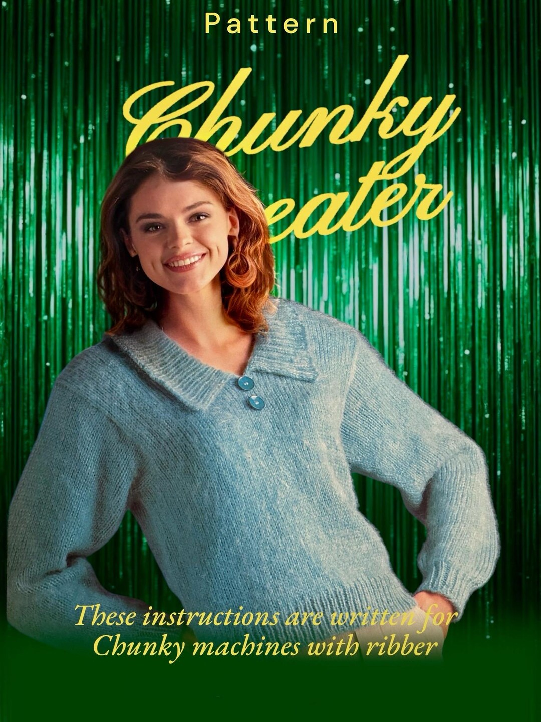 Vintage Chunky Sweater Knitting Pattern for Chunky Machines With Ribber ...