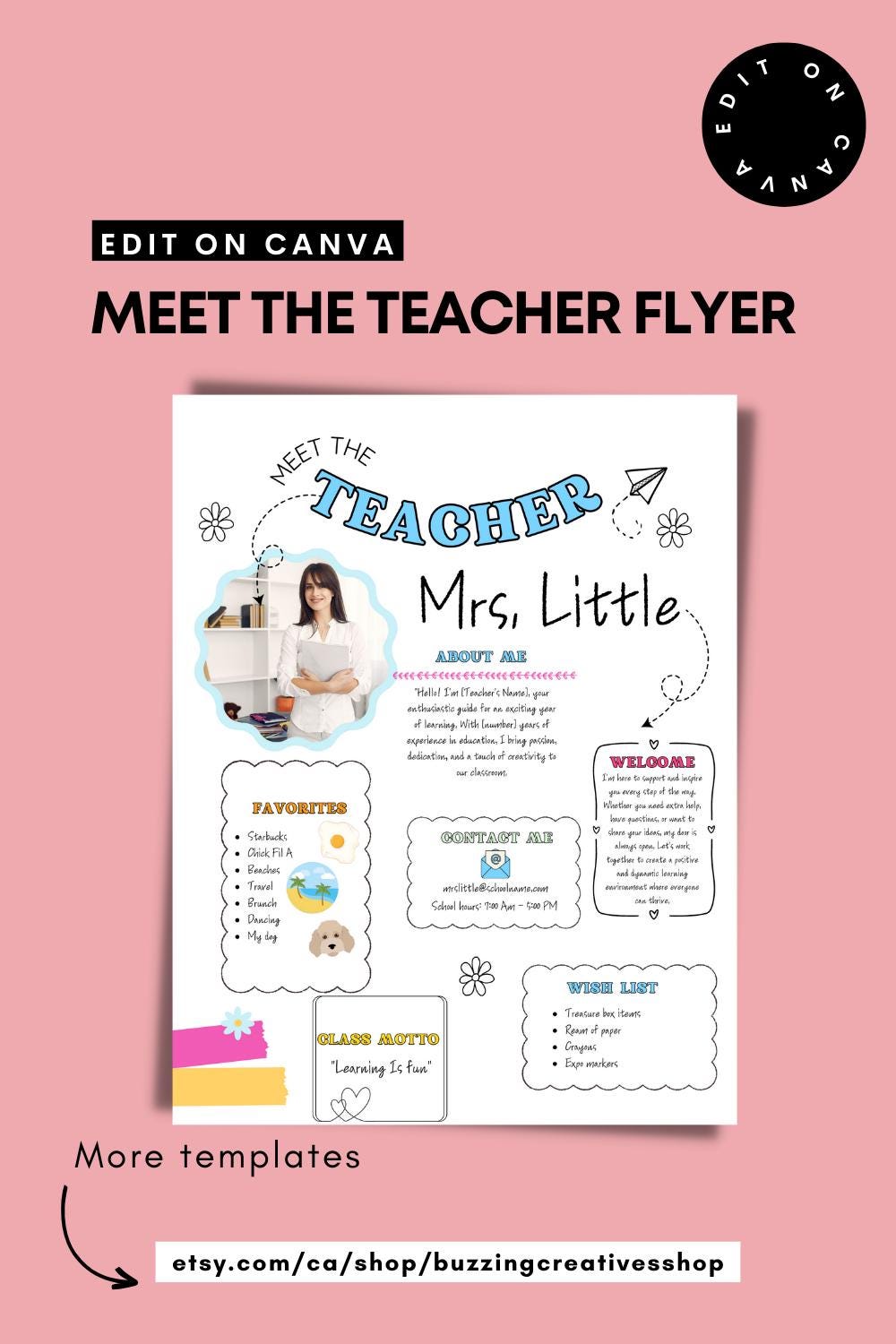 Meet the Teacher Flyer | Editable Canva Template | Back to School Night ...