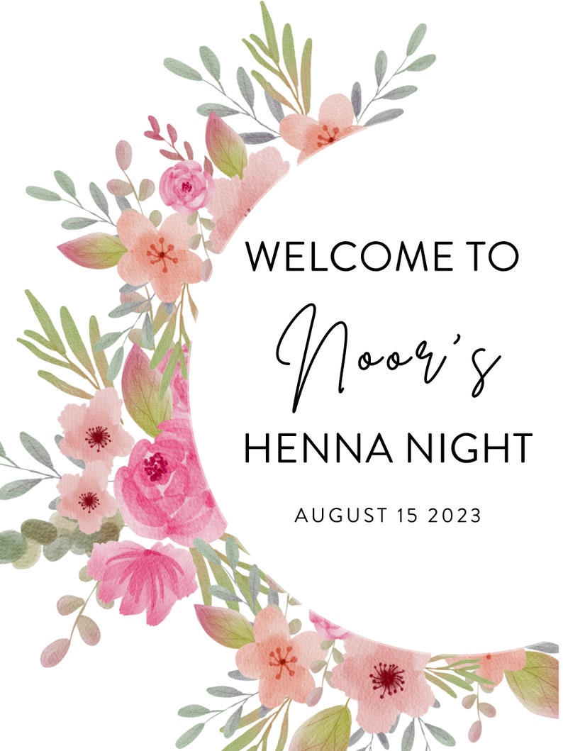 Henna Night Welcome Sign | Mehndi Welcome Sign | Sangeet Welcome Sign ...