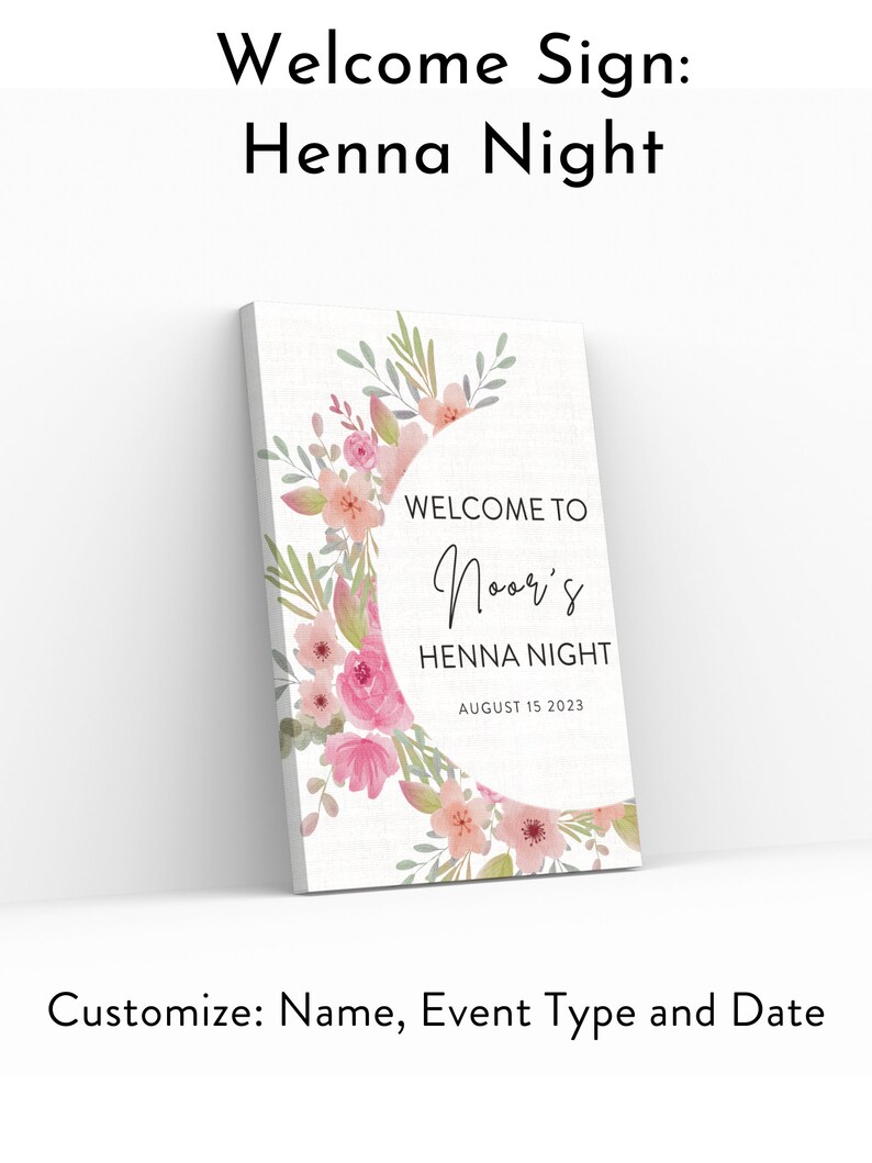 Henna Night Welcome Sign | Mehndi Welcome Sign | Sangeet Welcome Sign ...