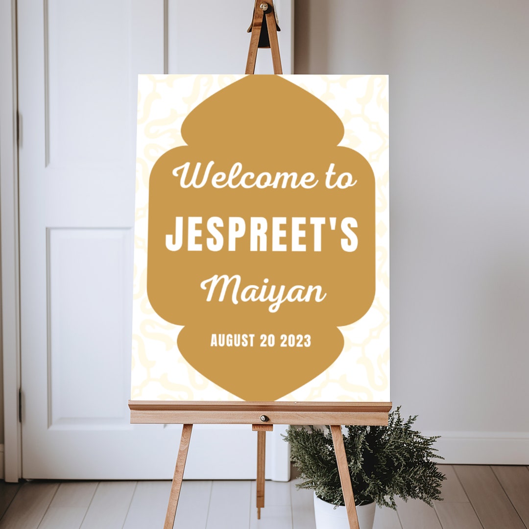 Maiyan Welcome Sign | Punjabi Sikh Wedding Welcome Sign | Haldi Sign ...