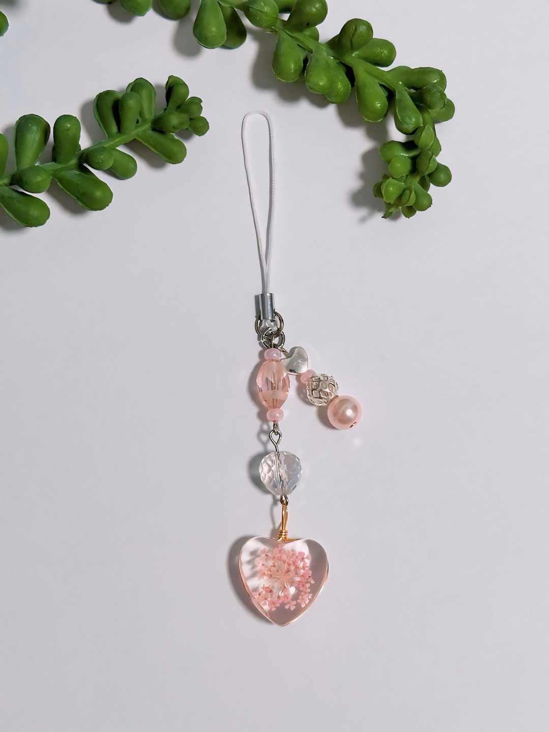 Pressed Flower Heart Phone Charm Dust Plug/auxiliary Charm Bookmark - Etsy