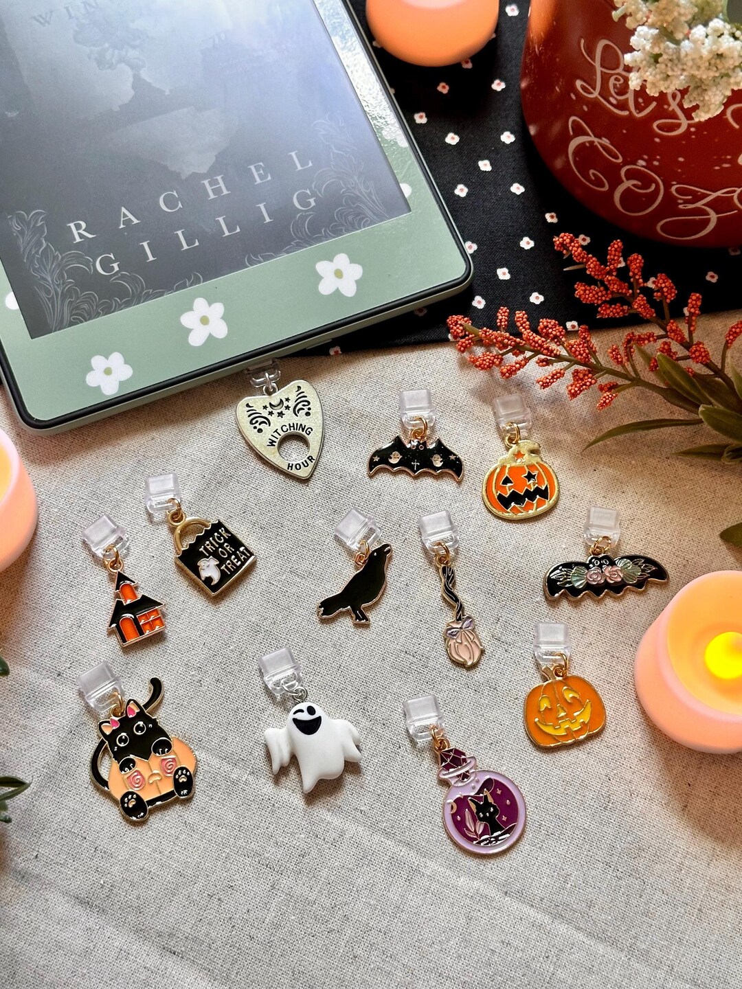 Bookish Kindle Charm: Halloween Dust Plug, USB-C Phone Charm - Etsy