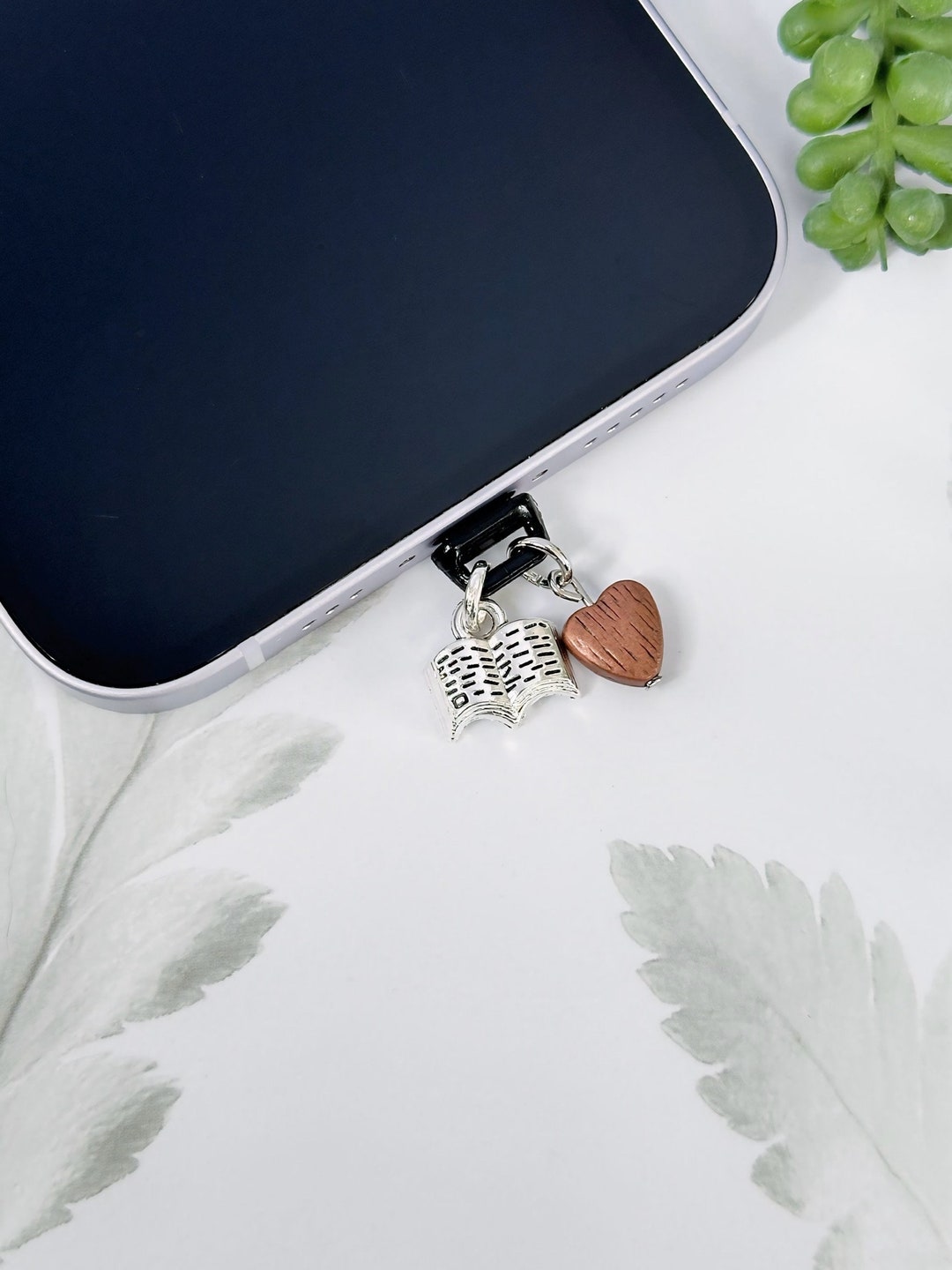 Bookish Kindle Charm: USB-C Dust Plug With Book & Heart Charms - Etsy