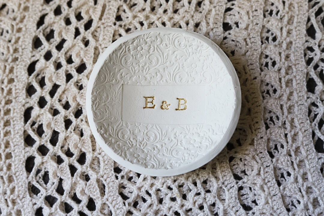 Personalized Ring Dish, Couple Gift, Floral Ring Dish, Embossed Dish ...